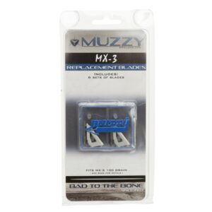 muzzy bowhunting 3-blade replacement blades for 225-mx3-3 broadheads, 100 grain, 6 pack,silver