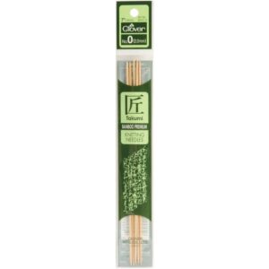 clover 1 takumi bamboo double point knitting needles 7" 5/pkg-size 2.25mm, brown