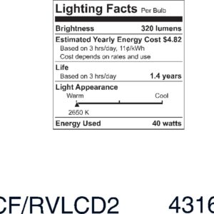 GE Lighting 043168486965 48696 40-Watt Bulbs, Medium Base for Ceiling Fan A15, 2-Pack, 2 Count (Pack of 1), Reveal Clear