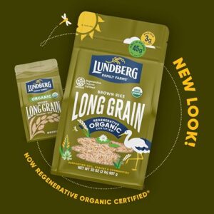 Lundberg Brown Rice, Organic Long Grain Rice - Non-Sticky, Fluffy Whole Grain Rice for Healthy Meals, Vegan Food, Gluten-Free Rice Grown in California, 32 Oz