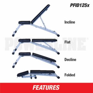 Body-Solid Powerline (PFID125X) Folding Bench - 7-Position Adjustable Weight Bench for Home Gym, Incline/Decline, No Assembly Required