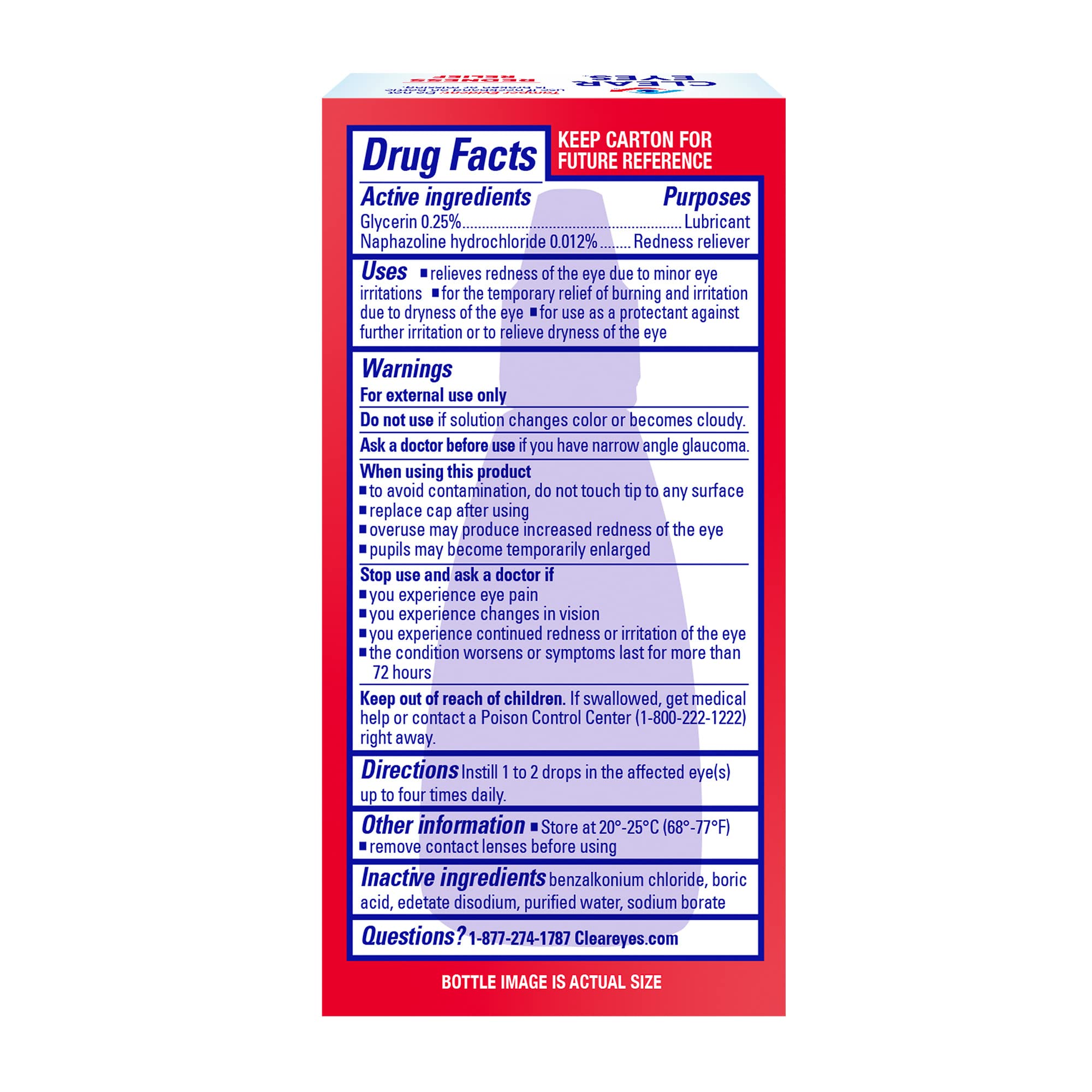 Clear Eyes Redness Relief Lubricant Redness Relief Eye Drops, 0.5 oz