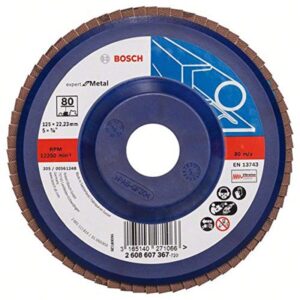 bosch professional 2608607367 metal prof 125mm flap disc straight plastic g80, blue/brown