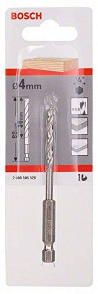 Bosch 2608595520 Wood Twist Drill Bit Hex Shank 4mmx3.46In