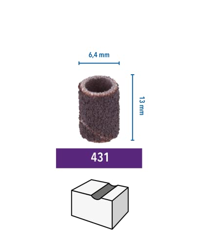 Dremel 431 Sanding Bands Multipack, 6 Sanding Bands (6,4 mm - Grit 60) for Sanding, Shaping and Smoothing Wood and Plastic Materials