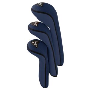 stealth club covers 19060 set 1-3-5 golf club head cover, navy blue solid/black trim