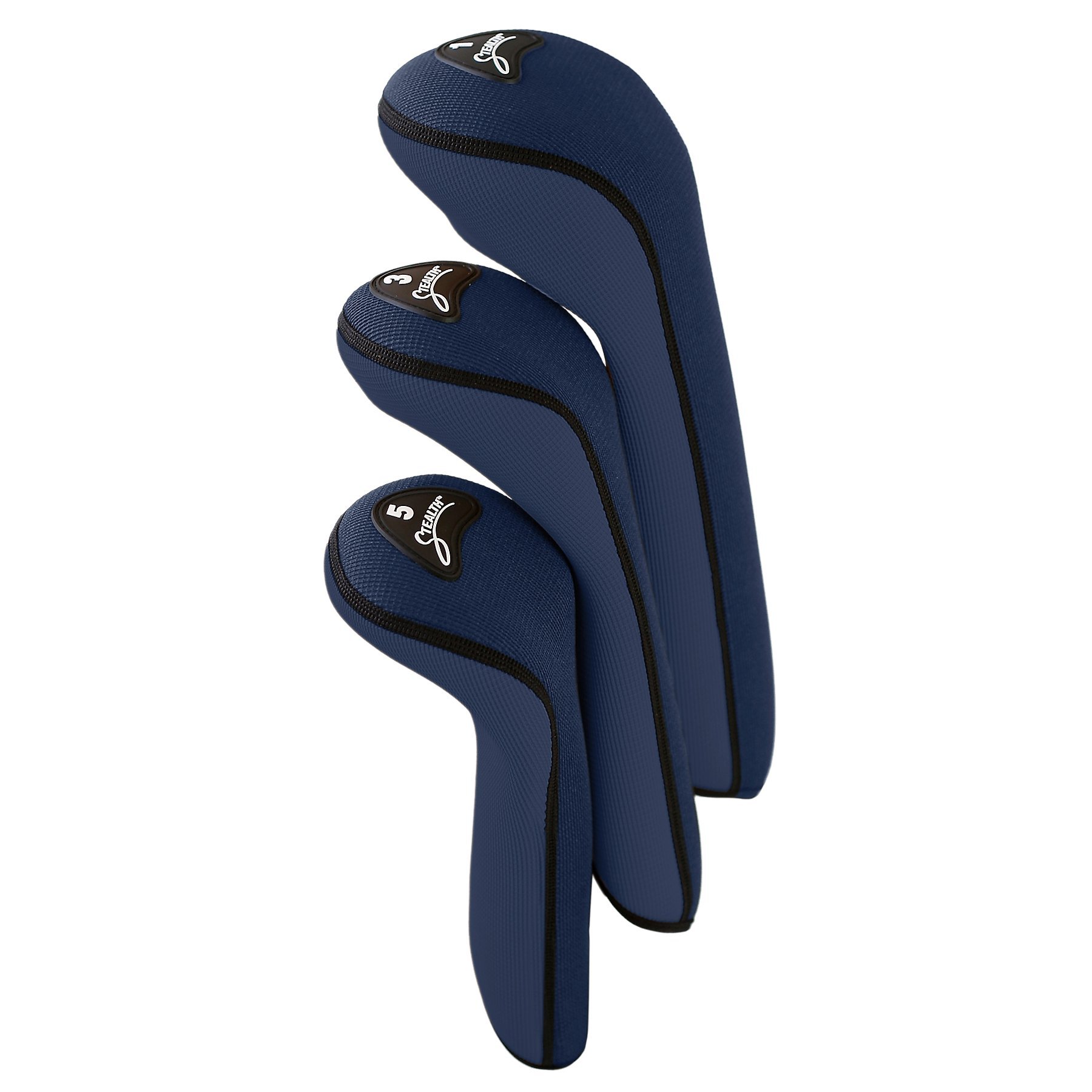 Stealth Club Covers 19060 Set 1-3-5 Golf Club Head Cover, Navy Blue Solid/Black Trim