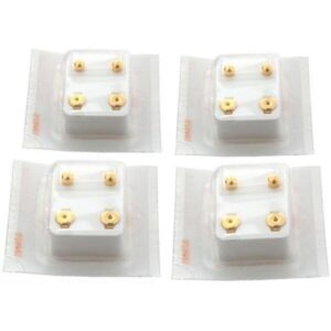 studex 24k gold earrings plated ball stud piercing jewelry, pack of 4 pairs