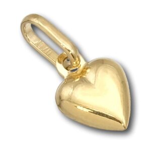 findingking 14k yellow gold puffed heart charm pendant jewelry 8 x 6mm (.31" x .24")