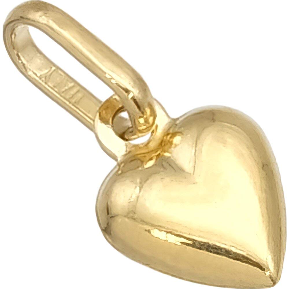 FindingKing 14K Yellow Gold Puffed Heart Charm Pendant Jewelry 8 x 6mm (.31" x .24")