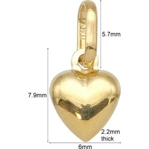 FindingKing 14K Yellow Gold Puffed Heart Charm Pendant Jewelry 8 x 6mm (.31" x .24")