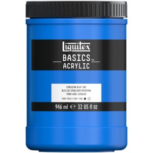 liquitex basics acrylic paint, 946ml (32-oz) jar, cerulean blue hue