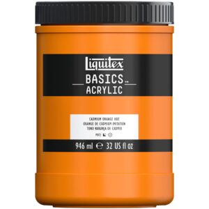 liquitex basics acrylic paint, 946ml (32-oz) jar, cadmium orange hue