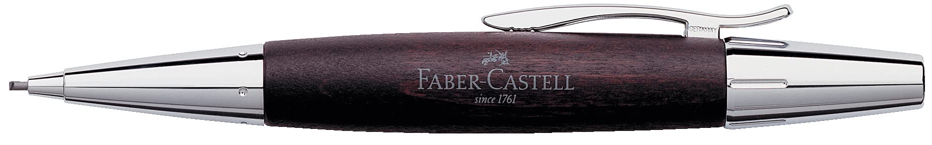 Faber-Castell Design E-Motion Pearwood Polished Chrome Dark Brown Mechanical Pencil 138381