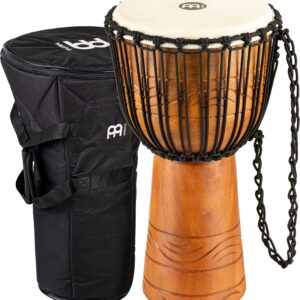 Meinl Percussion ADJ2-M+BAG African Style Rope Tuned 10-Inch Wood Djembe with Bag, Brown