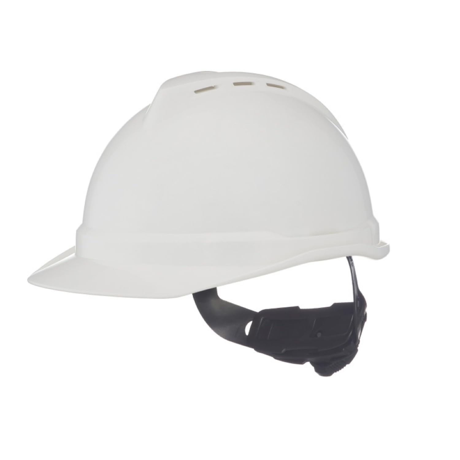 MSA 10034018 V-Gard 500 Cap Style Safety Hard Hat With Fas-Trac III Ratchet Suspension | Polyethylene Shell, Superior Impact Protection, Self Adjusting Crown-Straps - Standard Size in White