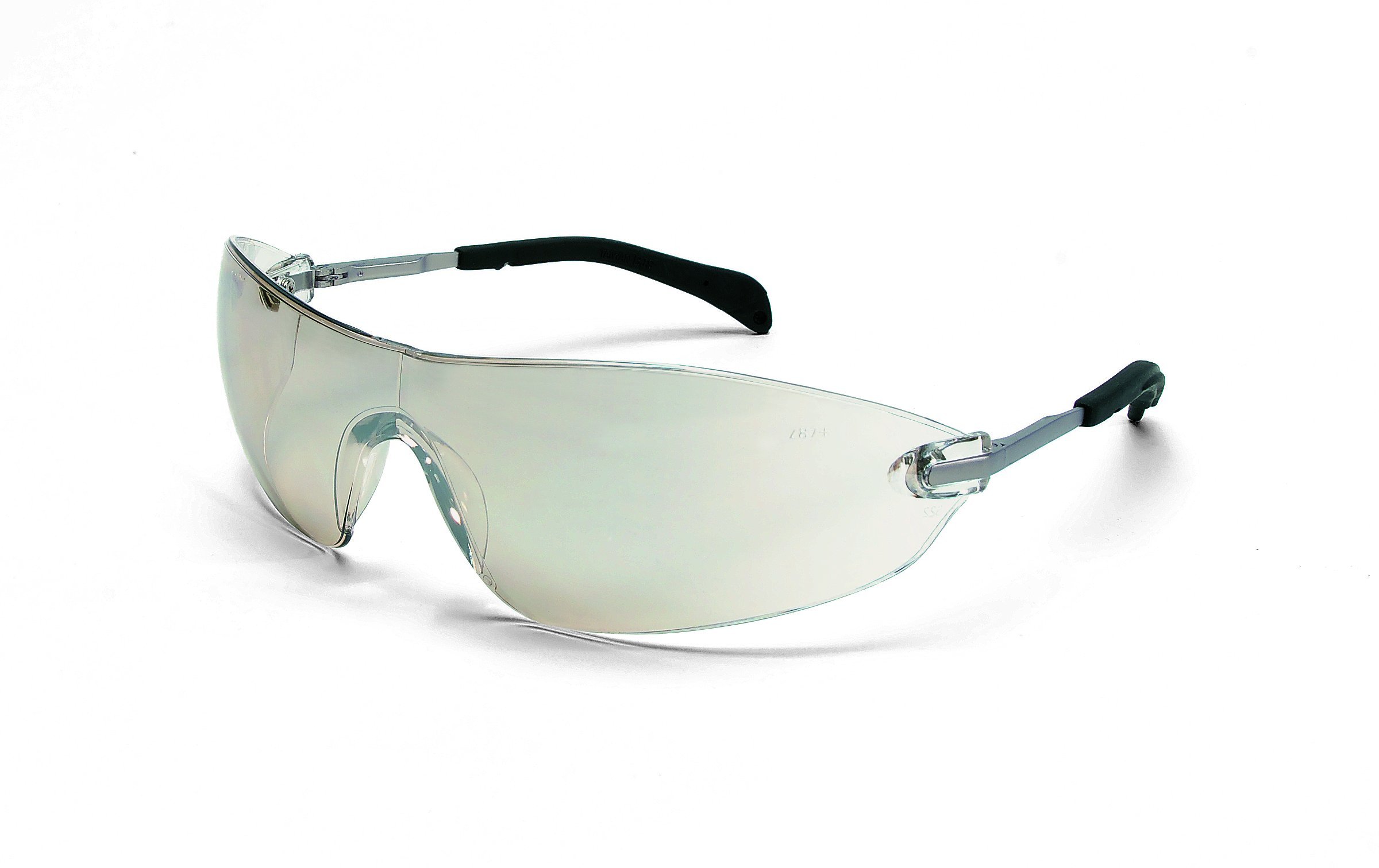 Crews S2219 Blackjack Elite Safety Glasses with Chrome Metal Temple and Indoor/Outdoor Clear Lens