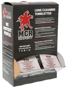 mcr safety lct anti-fog anti-static lens cleaning towelette - 100 wipes