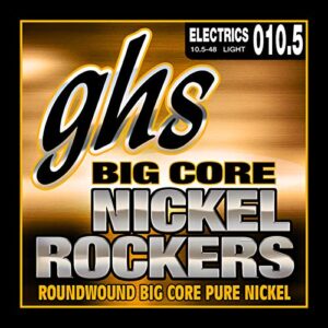 ghs strings bcl big core nickel rockers, pure nickel electric guitar strings, light (.010 1/2-.048)