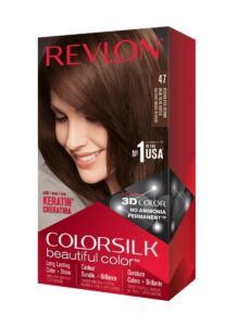 revlon permanent hair color, permanent hair dye, colorsilk with 100% gray coverage, ammonia-free, keratin and amino acids, 47 medium rich brown, 4.4 oz (pack of 1)