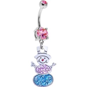 body candy festive snowman dangle belly ring