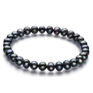 Bliss Black 6-7mm A Quality Freshwater Cultured Pearl Bracelet for Women-7 in length