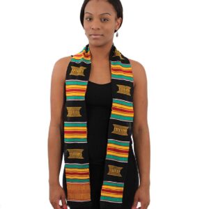 African Inspired Fashions Authentic Hand Woven Kente Sash Stole - 60" x 4.5"