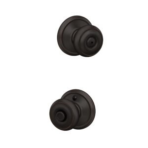 Schlage F40 GEO 716 Georgian Door Knob, Bed & Bath Privacy Lock, Aged Bronze