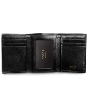 Bosca Men's Wallet, Old Leather Double I.D. Tri Fold Wallet with RFID Blocking, Black