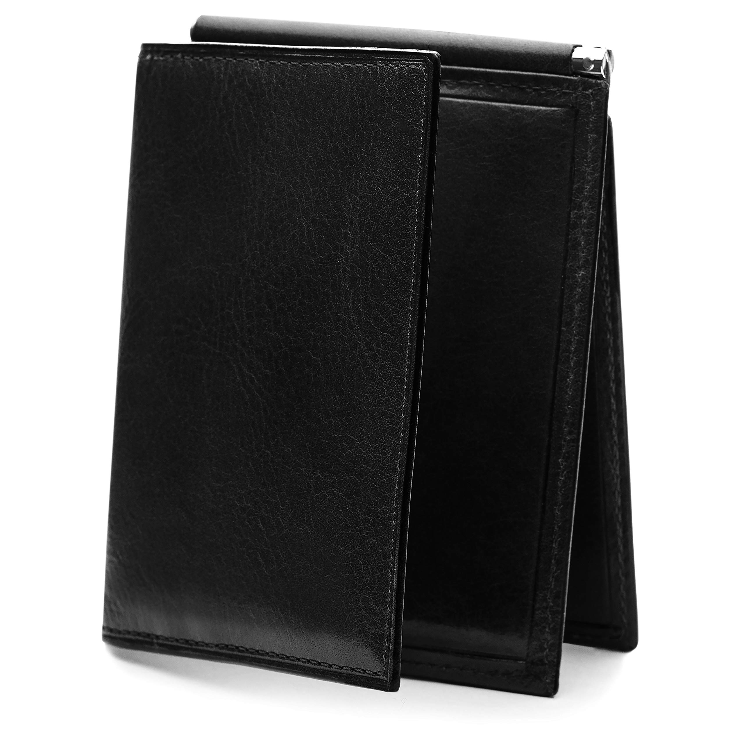 Bosca Men's Wallet, Old Leather Money Clip with Pocket, Black