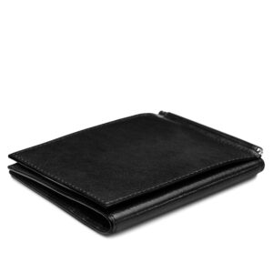 Bosca Men's Wallet, Old Leather Money Clip with Pocket, Black