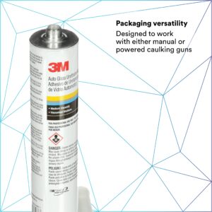 3M Auto Glass Urethane Windshield Adhesive, 08693, Medium Viscosity, High-Strength, Fast-Curing, 310 mL/10.5 fl oz Cartridge , Black