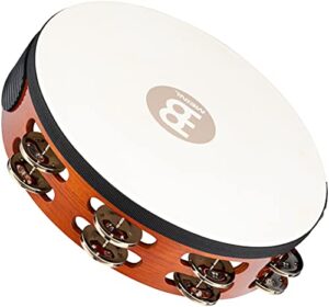 meinl percussion tah2ab traditional 10-inch wood tambourine with goat skin head and steel jingles, 2 row