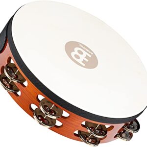 Meinl Percussion TAH2AB Traditional 10-Inch Wood Tambourine with Goat Skin Head and Steel Jingles, 2 Row