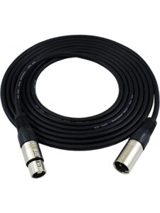 gls audio 12ft mic cable patch cords - xlr male to xlr female black cables - 12' balanced mike snake cord - single