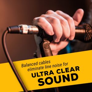 GLS Audio 12ft Mic Cable Patch Cords - XLR Male to XLR Female Black Cables - 12' Balanced Mike Snake Cord - SINGLE