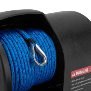 Camco TRAC Outdoors Pontoon 35-G3 Electric Anchor Winch | Features a High-Efficiency, 12-Volt DC, All Steel Gear Motor and 100-feet of Pre-Wound Double-Braid Anchor Rope | (69003)