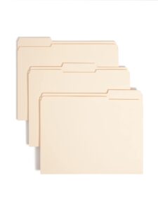 smead file folder, reinforced 1/3-cut tab, letter size, manila, 100 per box (10434)