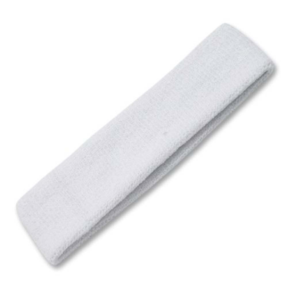 Sports Headband 100% Terry Cloth White One Size