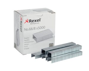 rexel no.66/8 mm heavy duty staples, for stapling up to 40 sheets, use with the rexel giant and goliath staplers, box of 5000, 6065,silver