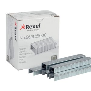 Rexel No.66/8 mm Heavy Duty Staples, for Stapling up to 40 Sheets, Use with The Rexel Giant and Goliath Staplers, Box of 5000, 6065,Silver