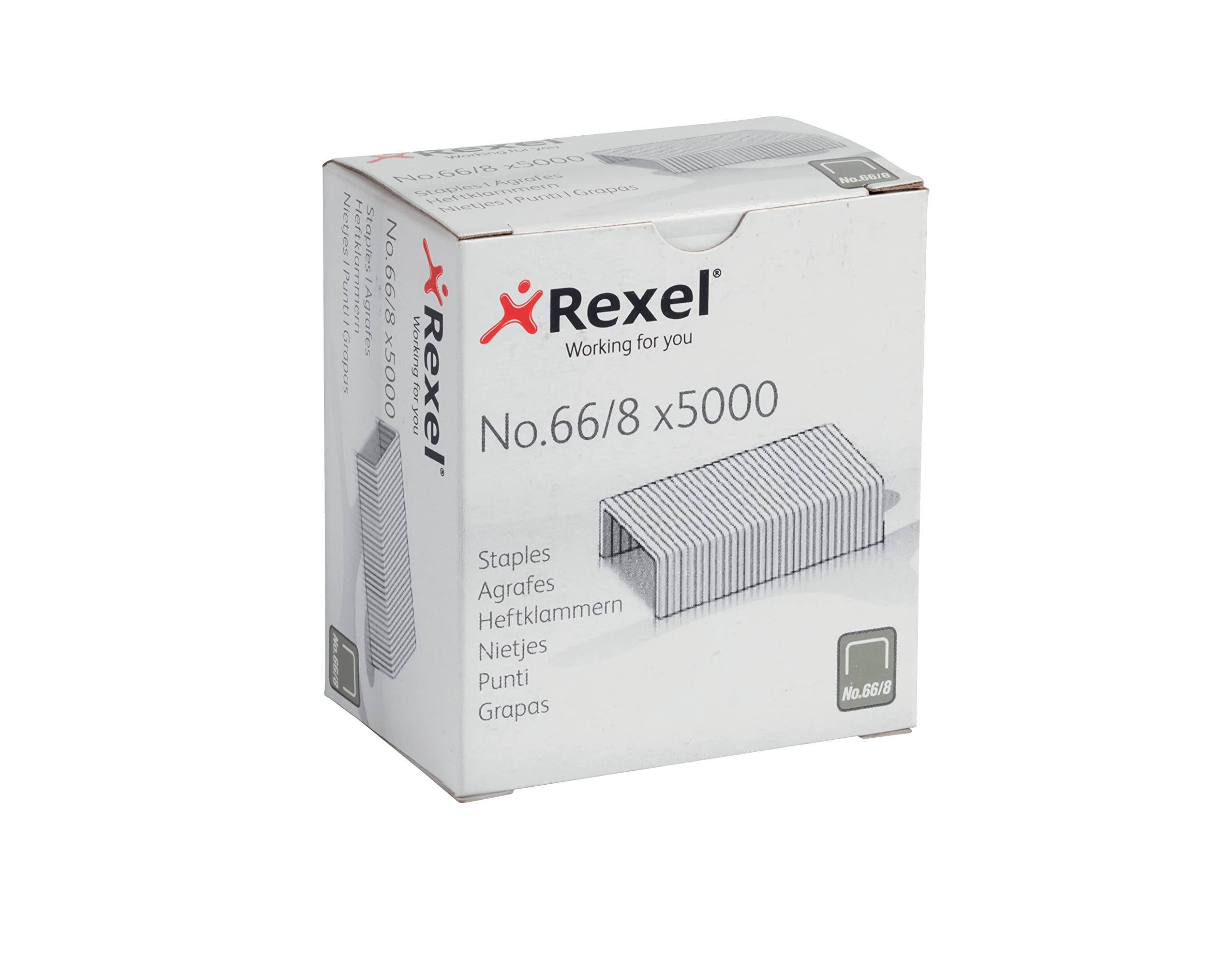 Rexel No.66/8 mm Heavy Duty Staples, for Stapling up to 40 Sheets, Use with The Rexel Giant and Goliath Staplers, Box of 5000, 6065,Silver