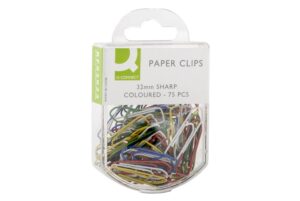 q-connect coloured kf02023 paper clips 32 mm spitz