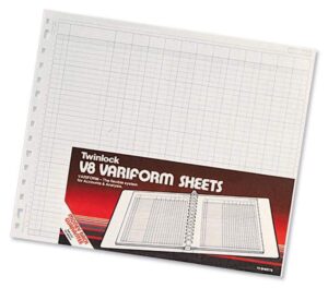 rexel twinlock variform multi-ring binder v8 cash refill sheets 10 columns, white (pack of 75)