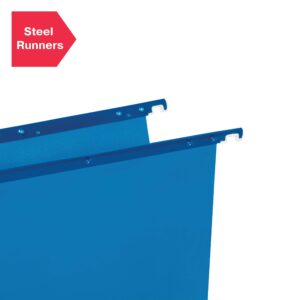 Rexel Foolscap Heavy Duty Suspension Files with Tabs and Inserts for Filing Cabinets, 15 mm Base, Polypropylene, Blue, Crystalfile Extra, Pack of 25, 70630