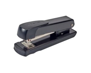 rexel meteor half strip stapler, 20 sheet capacity, uses 24/6 and 26/6 staples, metal body, black, 2100019