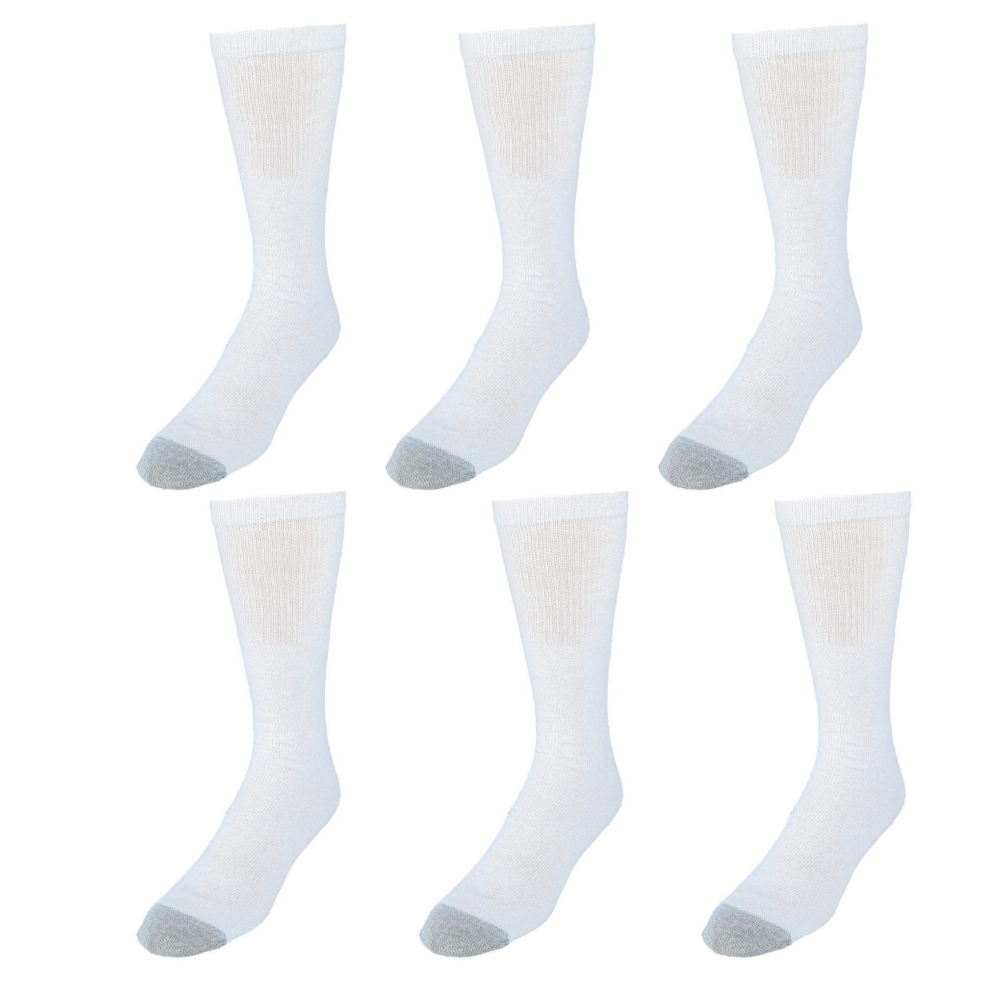 Hanes mens White Cushioned Over the Calf 6 Pack Pair athletic socks, White, 6-14 US