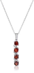 amazon essentials womens sterling silver genuine garnet pendant necklace, 18" (previously amazon collection)