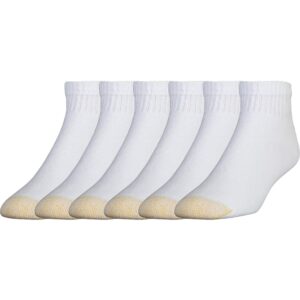 goldtoe men's 656p cotton quarter athletic socks, multipairs, white (6-pairs), x-large