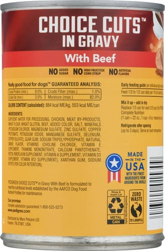 Pedigree Wet Dog Food, Choice Cuts in Sauce with Beef, 13.2 Ounce (Pack of 12)